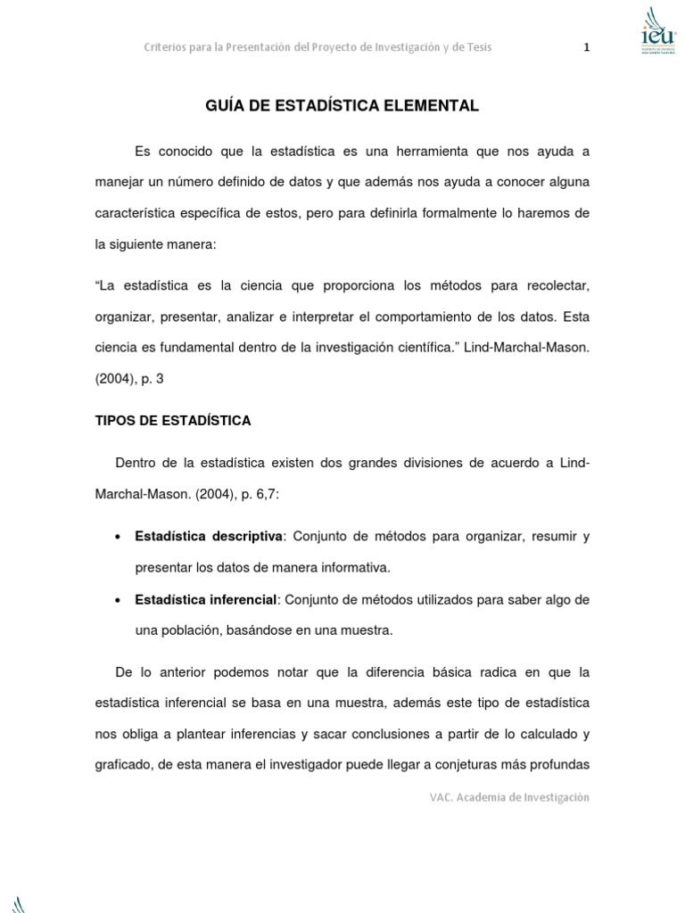 Guía de Estadística Elemental | PDF | Nivel de medida | Histograma