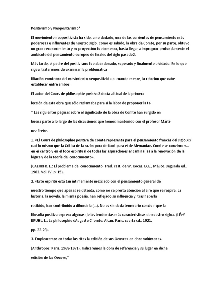Positivismo y Neopositivismo | PDF | Empirismo | Positivismo