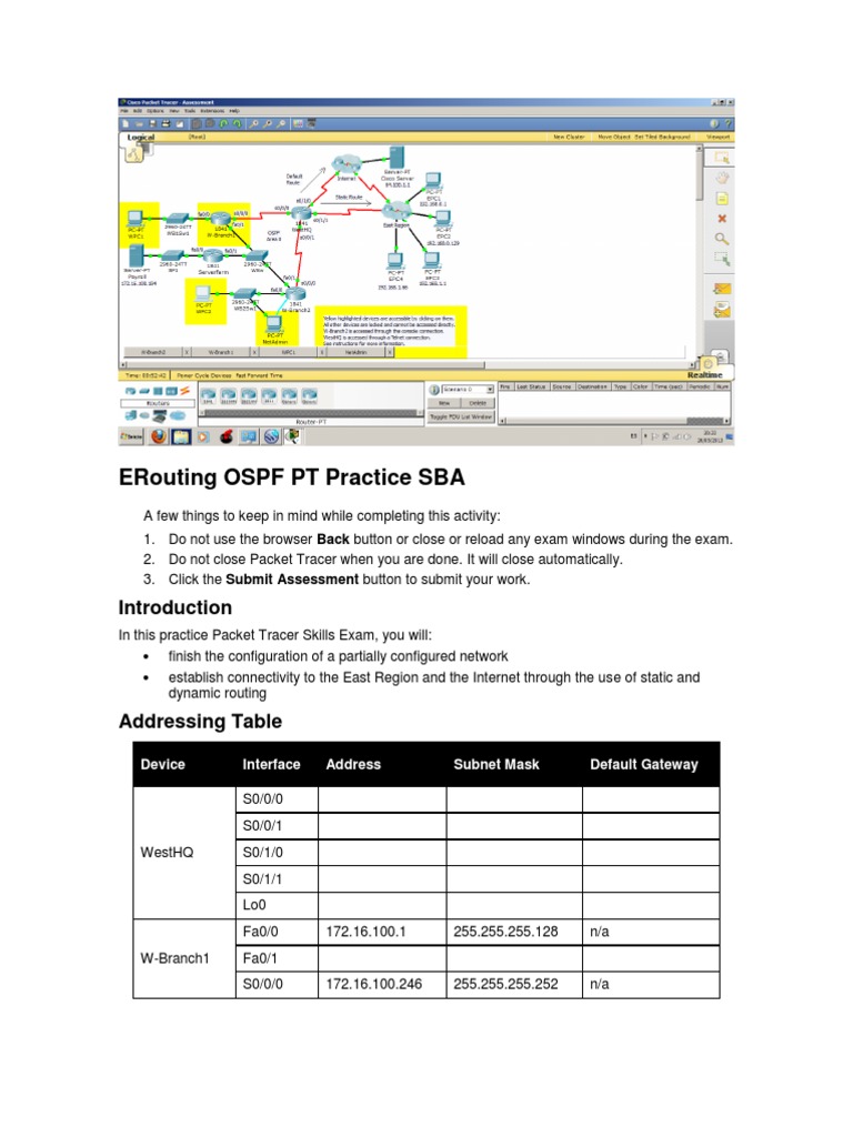 ERouting OSPF PT Practice SBA | PDF | Ip Address | Router (Computing)