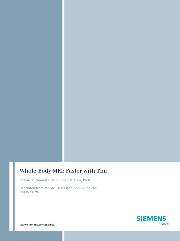Whole-Body MRI with Tim Technology | PDF | Magnetic Resonance Imaging ...