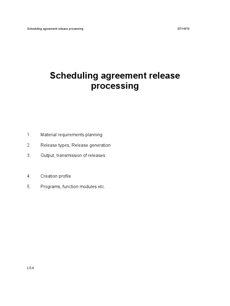 MM Scheduling Agreement With Release Documentation | PDF | Engineering Tolerance | Computing