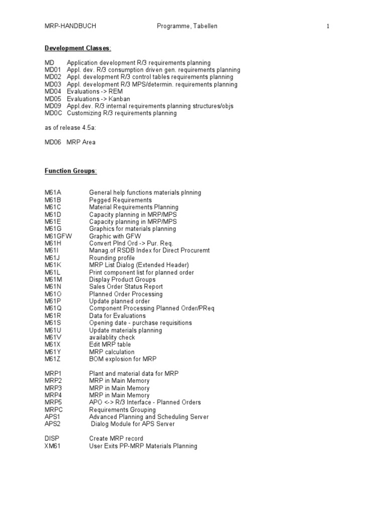 PP MRP - Programs and Tables | PDF | Production And Manufacturing ...