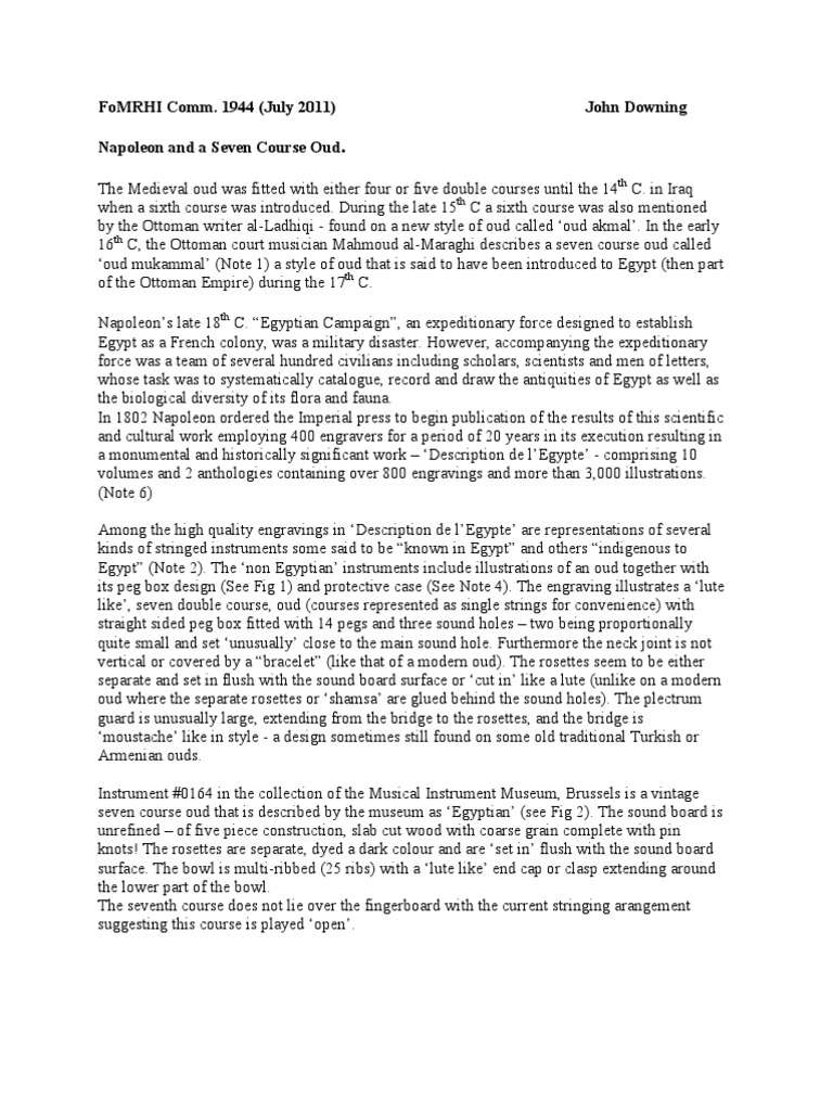 FoMRHI Comm 1944 - Napoleon and A Seven Course Oud. | PDF | Musical ...