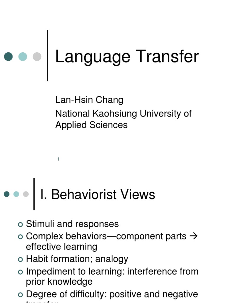 Language Transfer | PDF | Second Language | Psycholinguistics