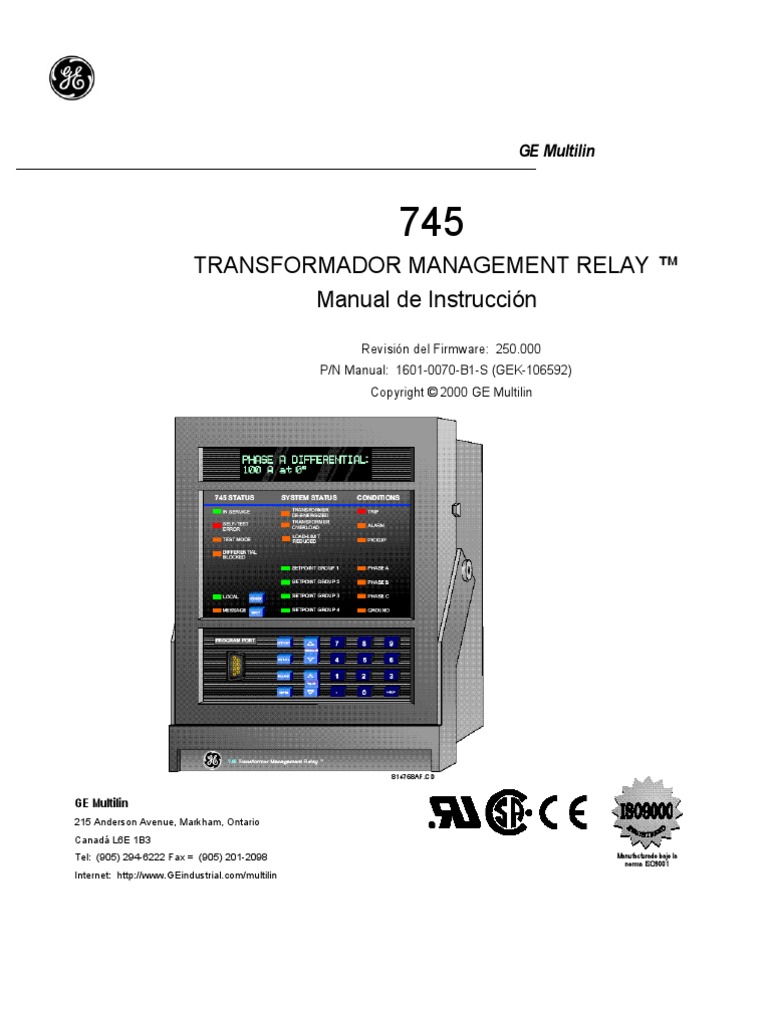 MAnual Relay Multilin 745 | PDF