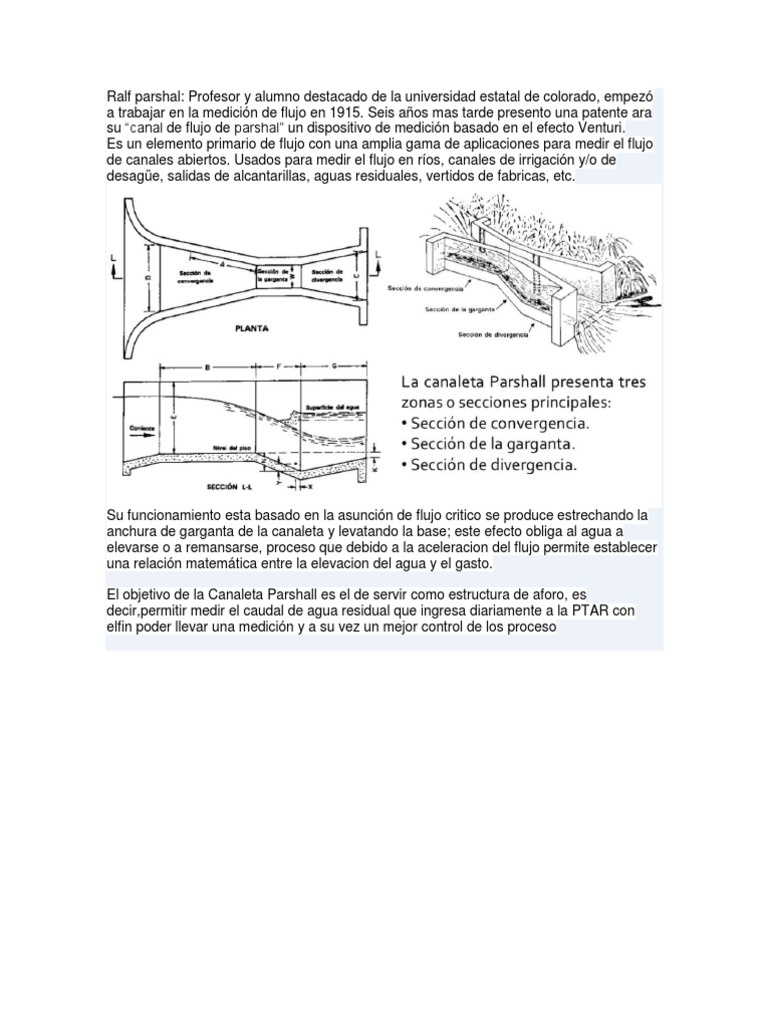 Canal Parshall | Descarga (hidrología) | Dimensión