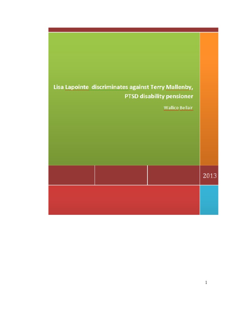 Lisa Lapointe Discriminates Against Terry Mallenby PTSD Disability ...