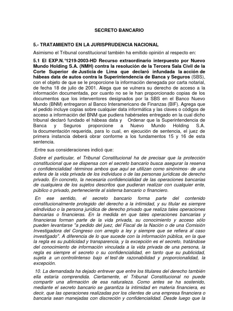 Secreto Bancario | PDF | Lavado de dinero | Bancos