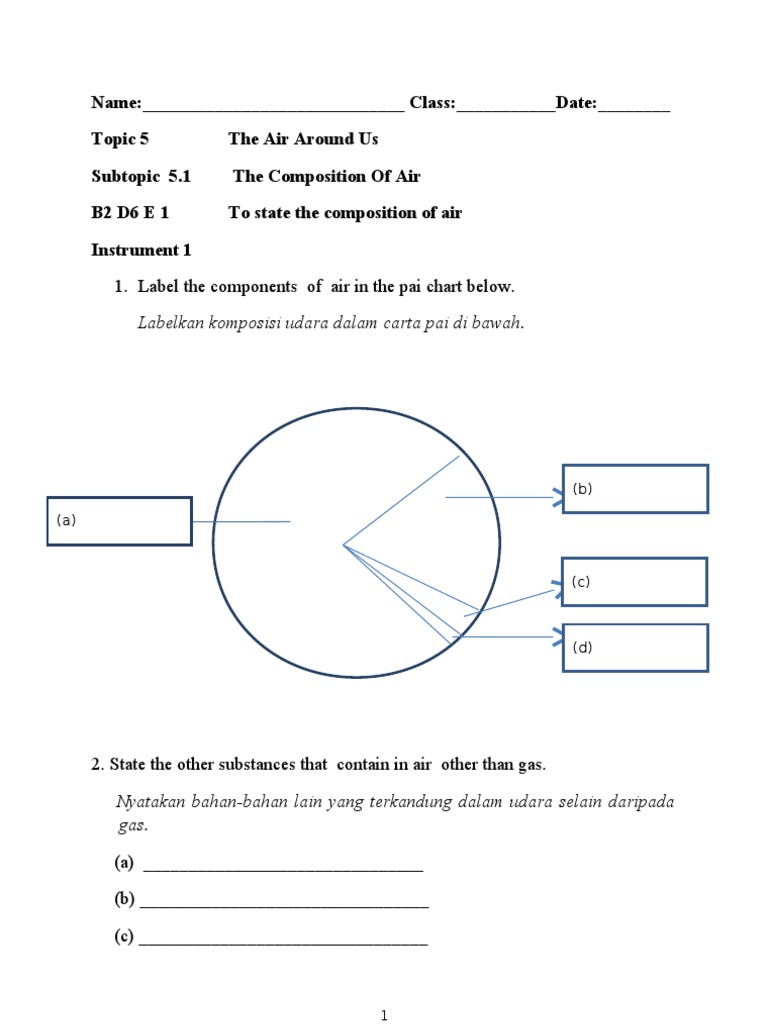 Composition of Air Worksheet | PDF | Atmosphere Of Earth | Sets Of ...