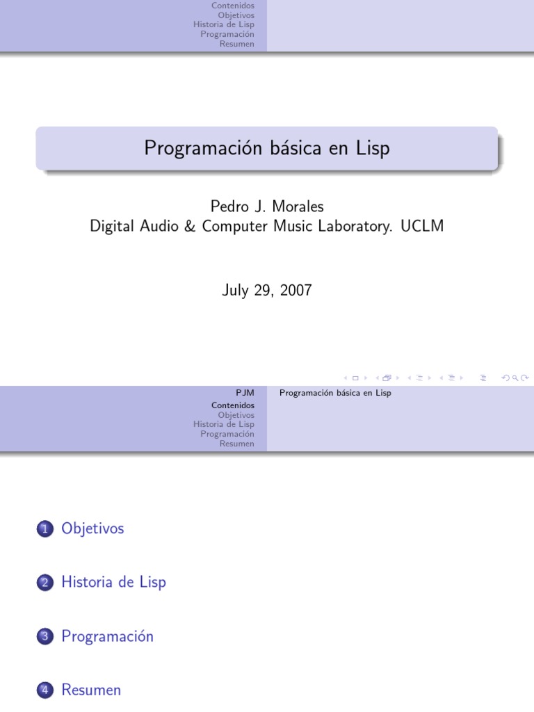 Programacion Lisp | PDF | Esquema (lenguaje de programación) | Notación