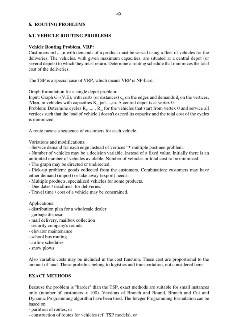 Routing Problems 6.1. Vehicle Routing Problems Vehicle Routing Problem, VRP | PDF | Algorithms ...