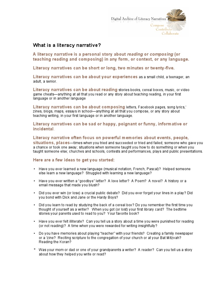 What Is A Literacy Narrative | PDF | Literacy | Narrative