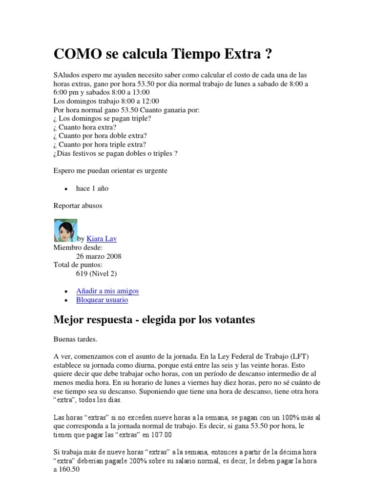 COMO Se Calcula Tiempo Extra | PDF | Salario | Pagos