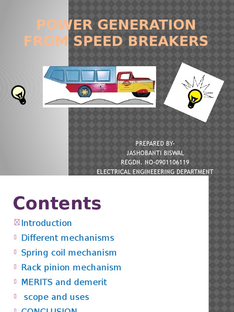 Power Generation Using Speed Breaker | PDF | Gear | Electric Generator