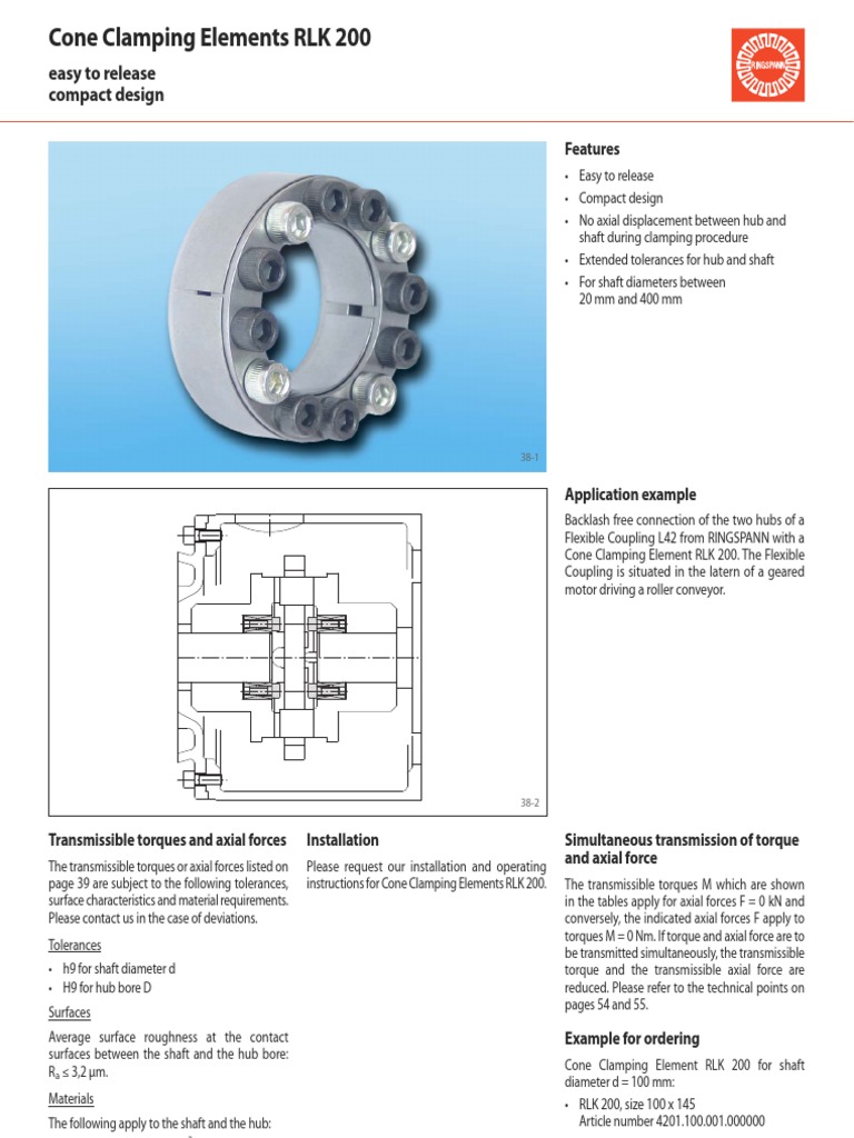 Cone Clamping Elements RLK 200: Easy To Release Compact Design | PDF ...