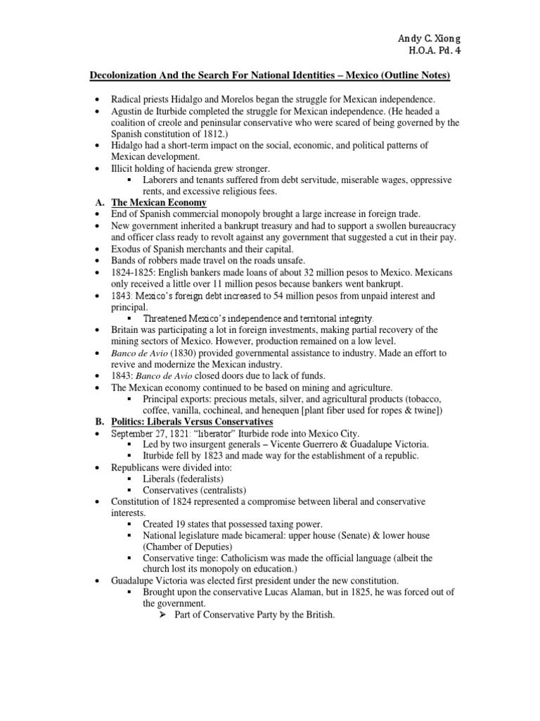 Mexican Independence and Economy Overview | PDF | Mexico | Politics ...