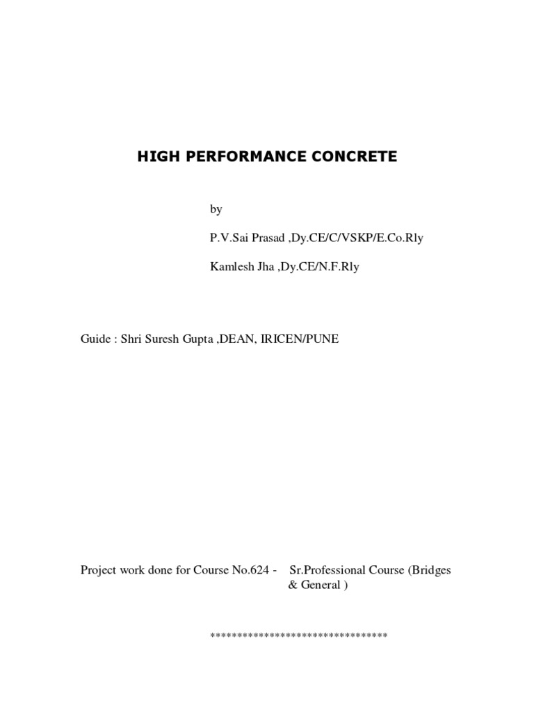 High Performance Concrete | PDF | Concrete | Cement