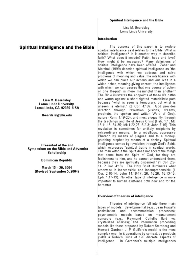Spiritual Intelligence in Biblical Context | PDF | Creativity ...
