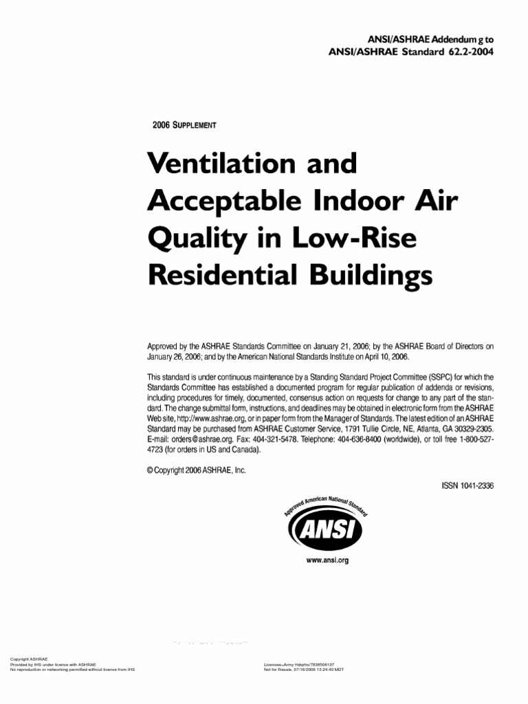 ASHRAE 62.2 Ventilation and Acceptable Indoor Air Qualit | PDF ...