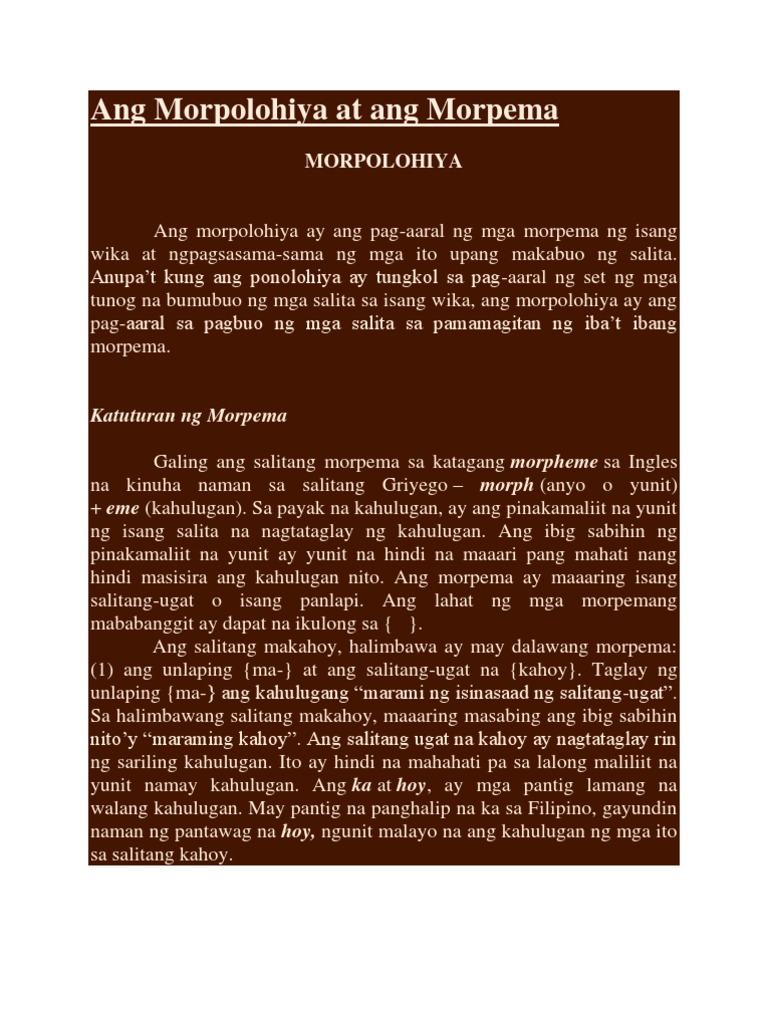 Ang Morpolohiya at Ang Morpema | PDF