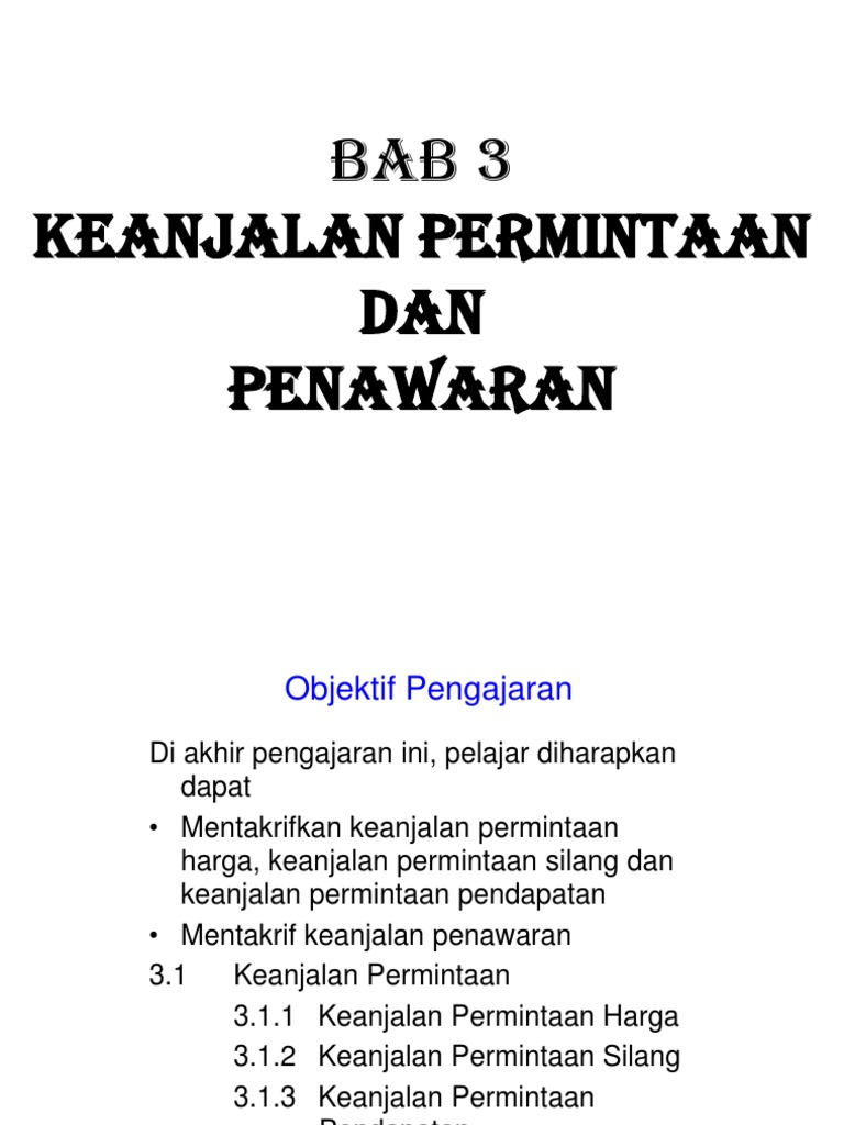 Bab 3 Keanjalan Permintaan Dan Penawaran | PDF