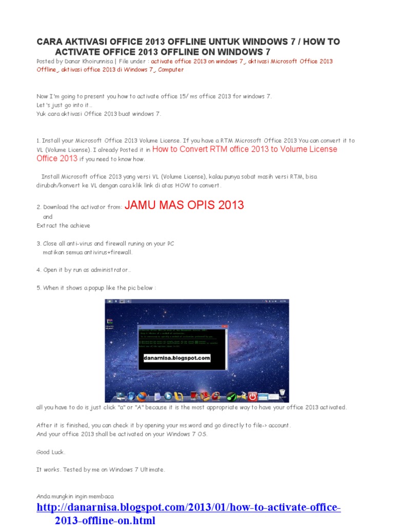 Activate Office 2013 Offline on Win 7 | PDF | Microsoft Office 2013 ...