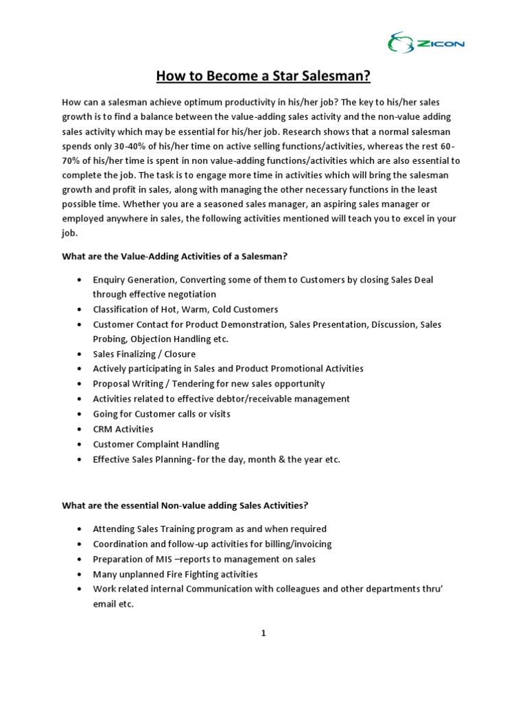 Sales Success: Be a Star Salesman | PDF | Sales | Marketing