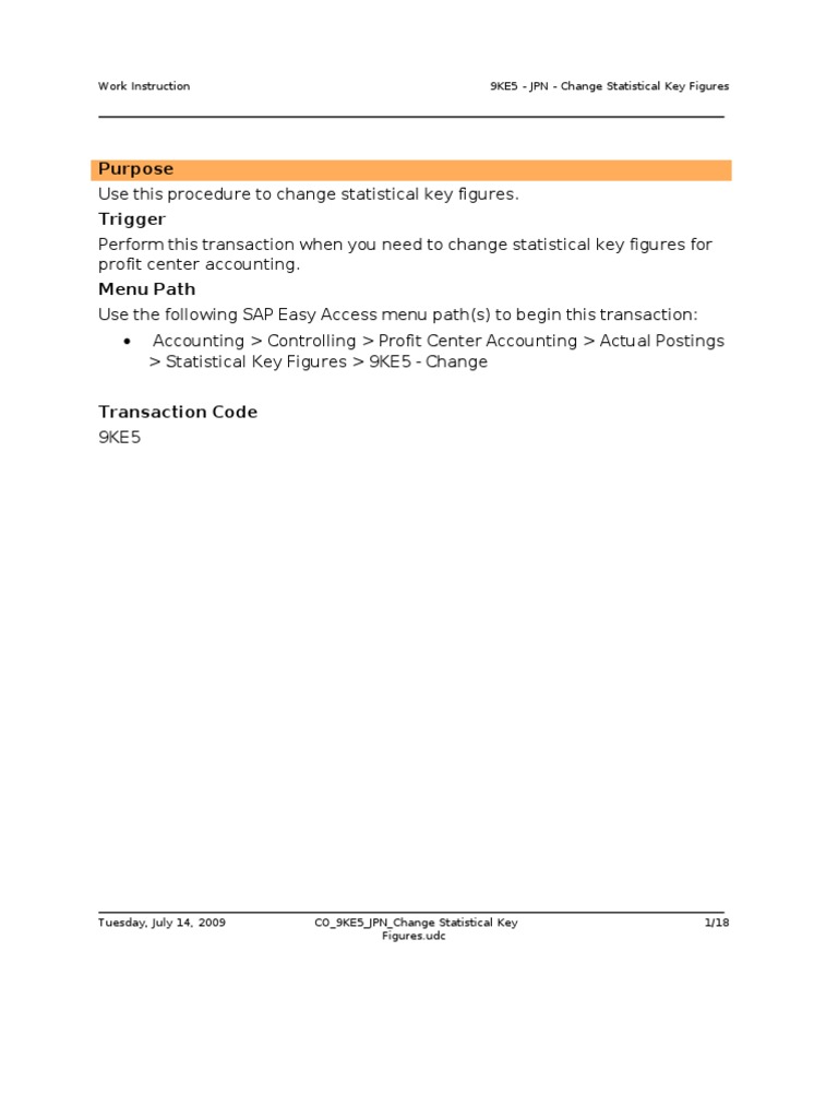 CO 9KE5 JPN Change Statistical Key Figures | PDF | Profit (Accounting ...