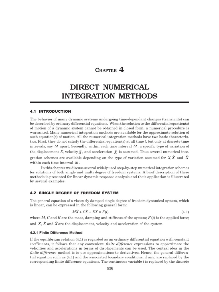 Direct Numerical Integration Methods | Numerical Analysis | Finite ...