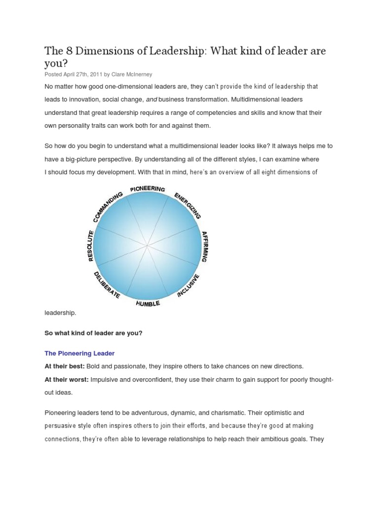 Understanding the 8 Leadership Dimensions | PDF | Leadership | Applied ...