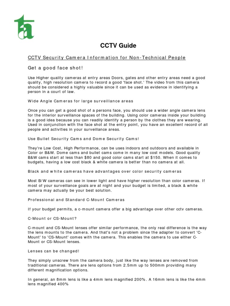 CCTV Guide: CCTV Security Camera Information For Non-Technical People ...