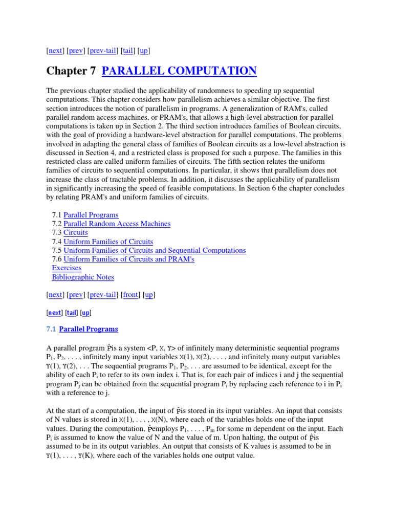 An Introduction to Parallel Computation Models: Parallel Random Access Machines and Uniform ...
