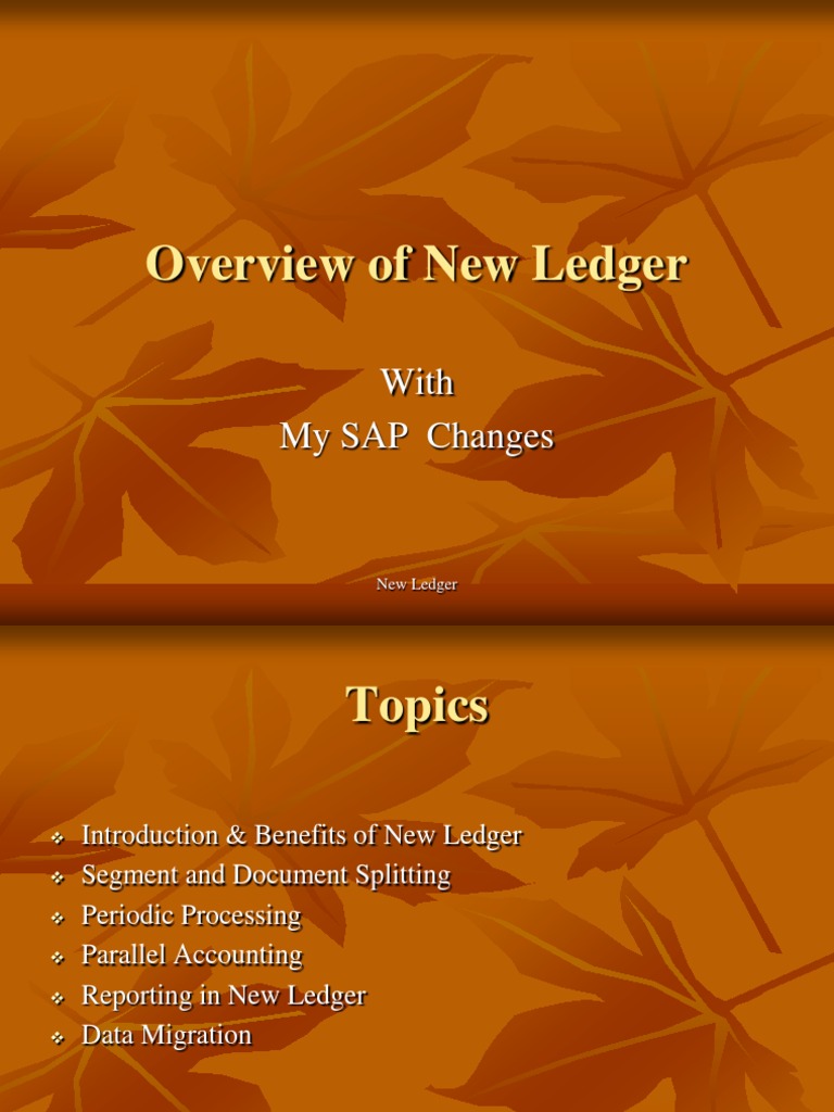 Overview of New Ledger: With My SAP Changes | PDF | International ...
