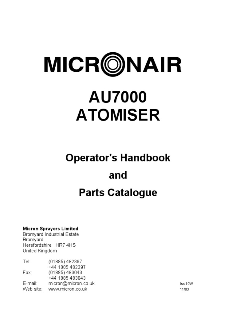 AU7000 Atomiser Operator's Handbook | PDF