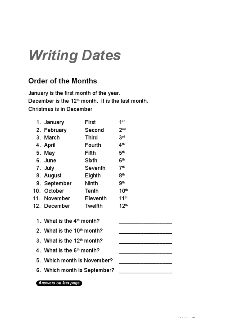 11 Writing Dates | PDF