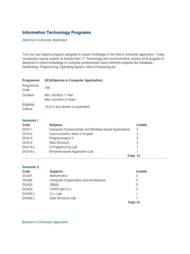 Information Technology Programs Pdf Computer Programming Databases