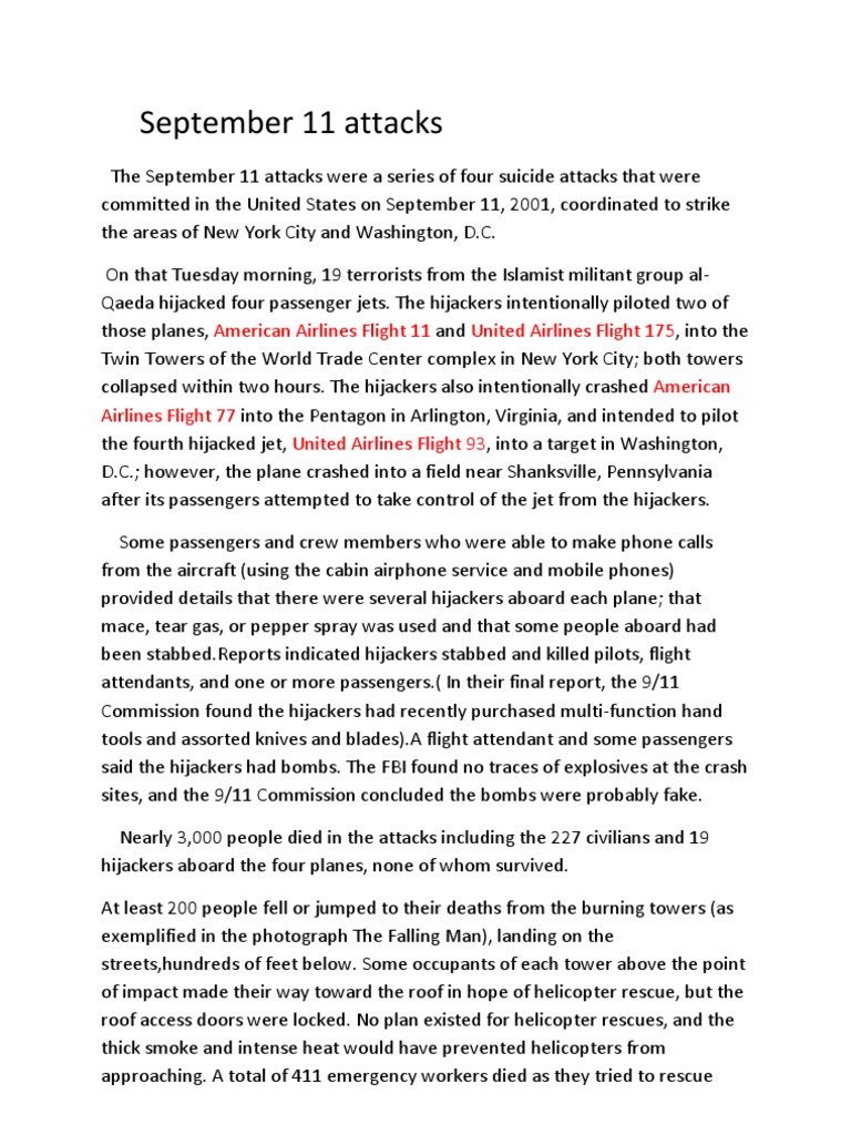 September 11 Attacks Overview and Impact | PDF