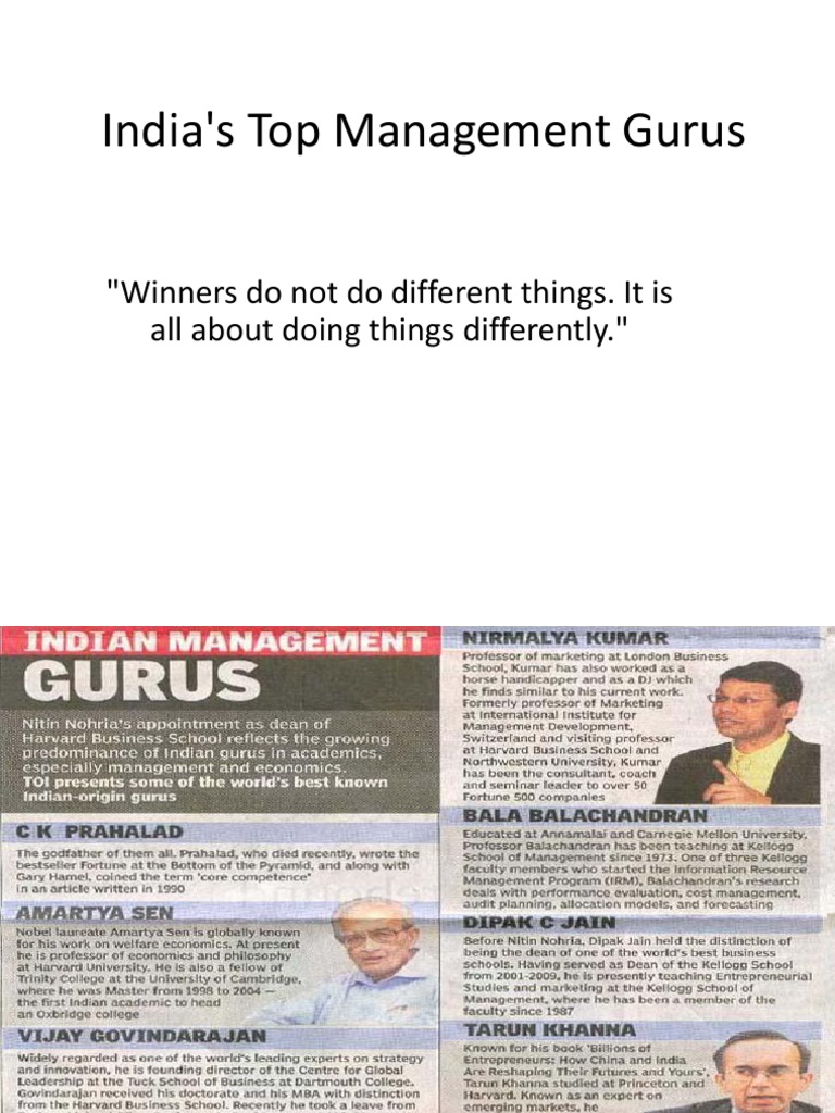 India's Top Management Gurus | PDF | Business | Business (General)