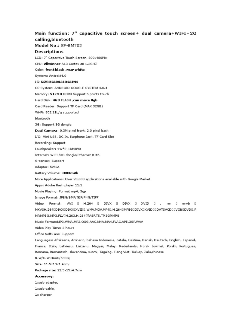 Budget Android Tablet Specs | PDF