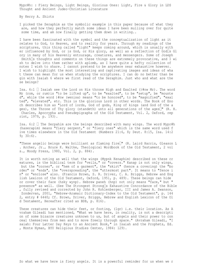 Fiery Beings - Seraphim | PDF | Messiah | Elijah