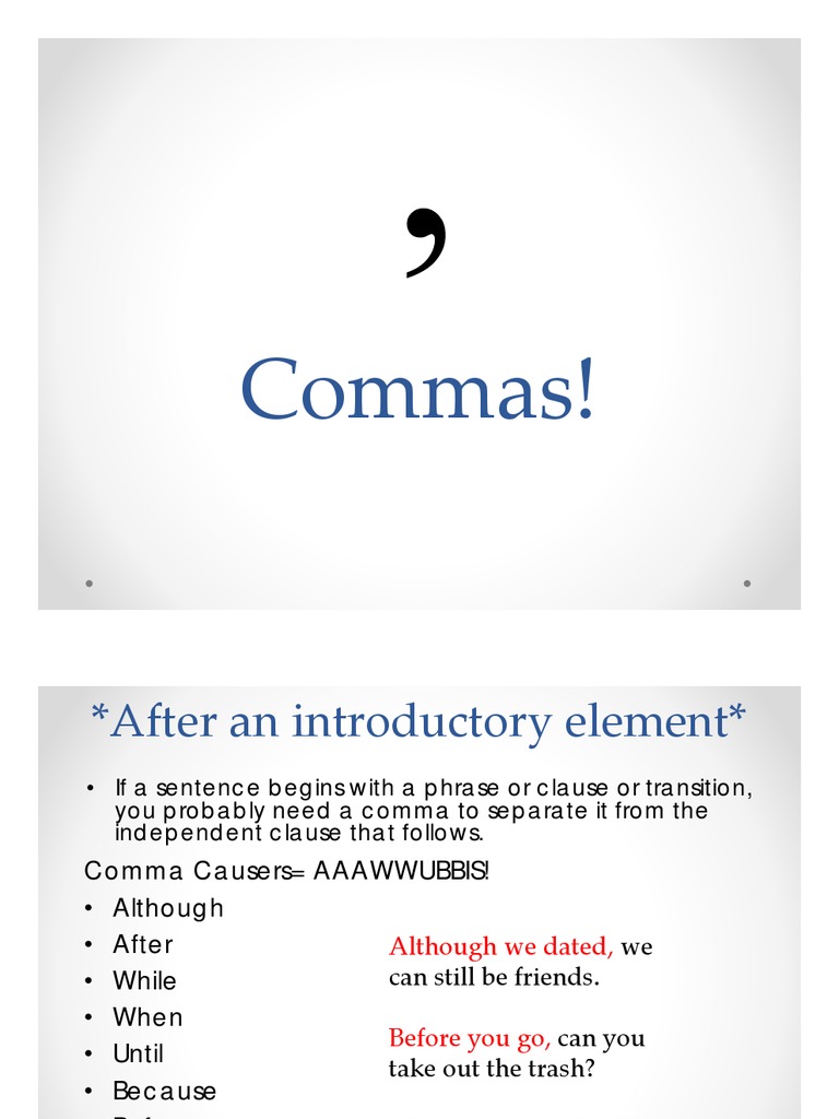 Commas | PDF | Comma | English Grammar