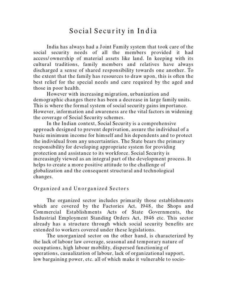 Social Security in India-1 | PDF