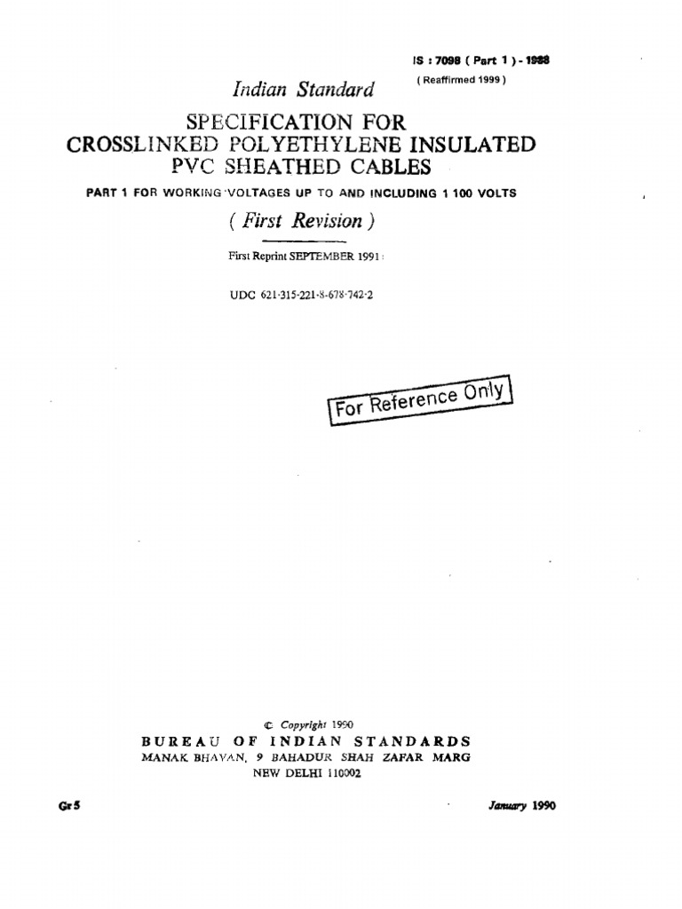 Is 7098 Part I 1998 | PDF | Electrical Conductor | Insulator (Electricity)