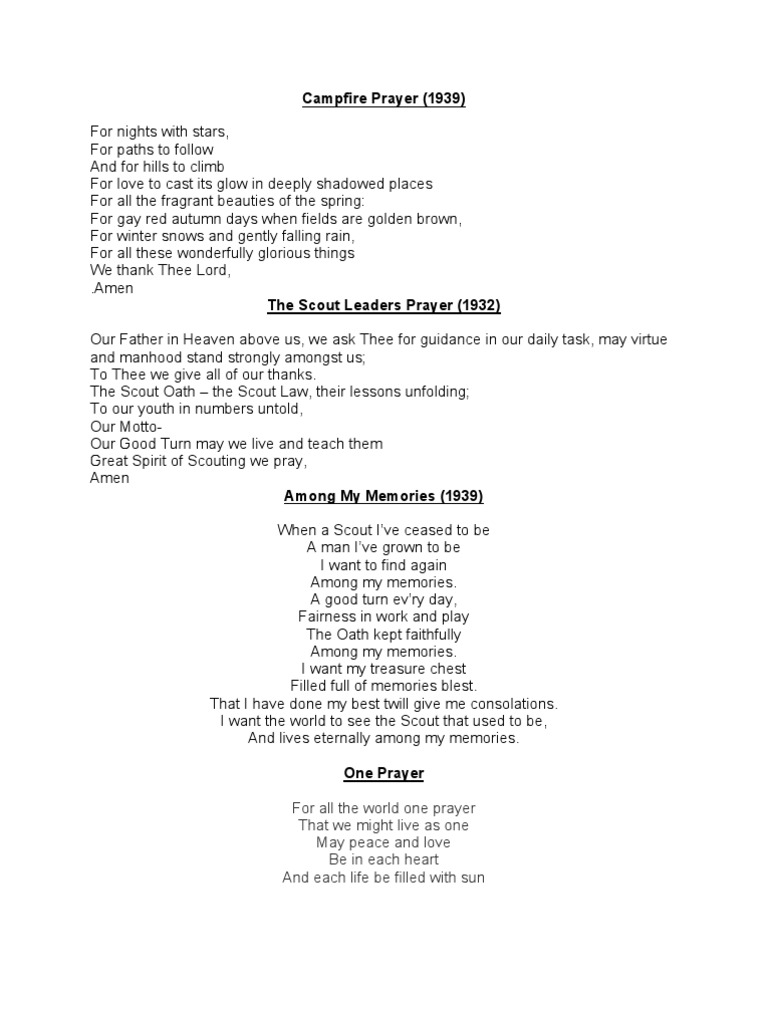 Campfire Prayer (1939) | PDF | Prayer | Religious Behaviour And Experience