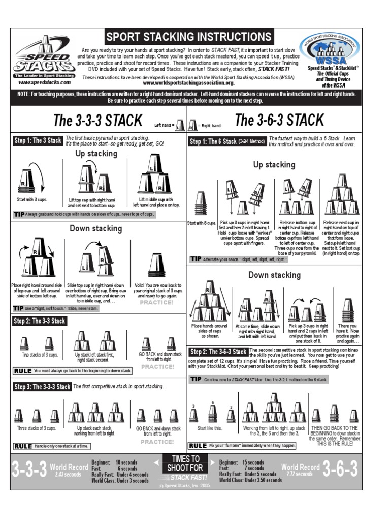 The 3-3-3 STACK The 3-6-3 STACK: Sport Stacking Instructions | PDF ...