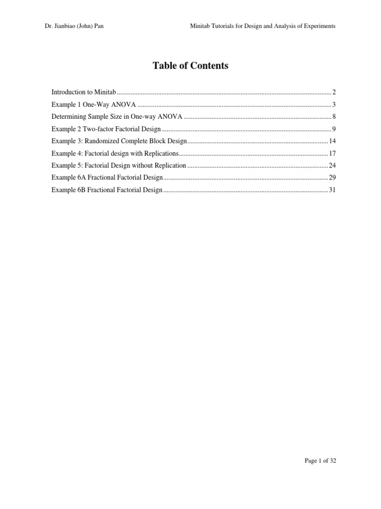 Minitab DOE Tutorial.pdf | Analysis Of Variance | Errors And Residuals