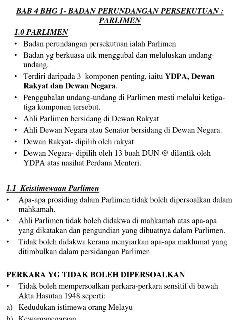 Badan Perundangan Persekutuan | PDF