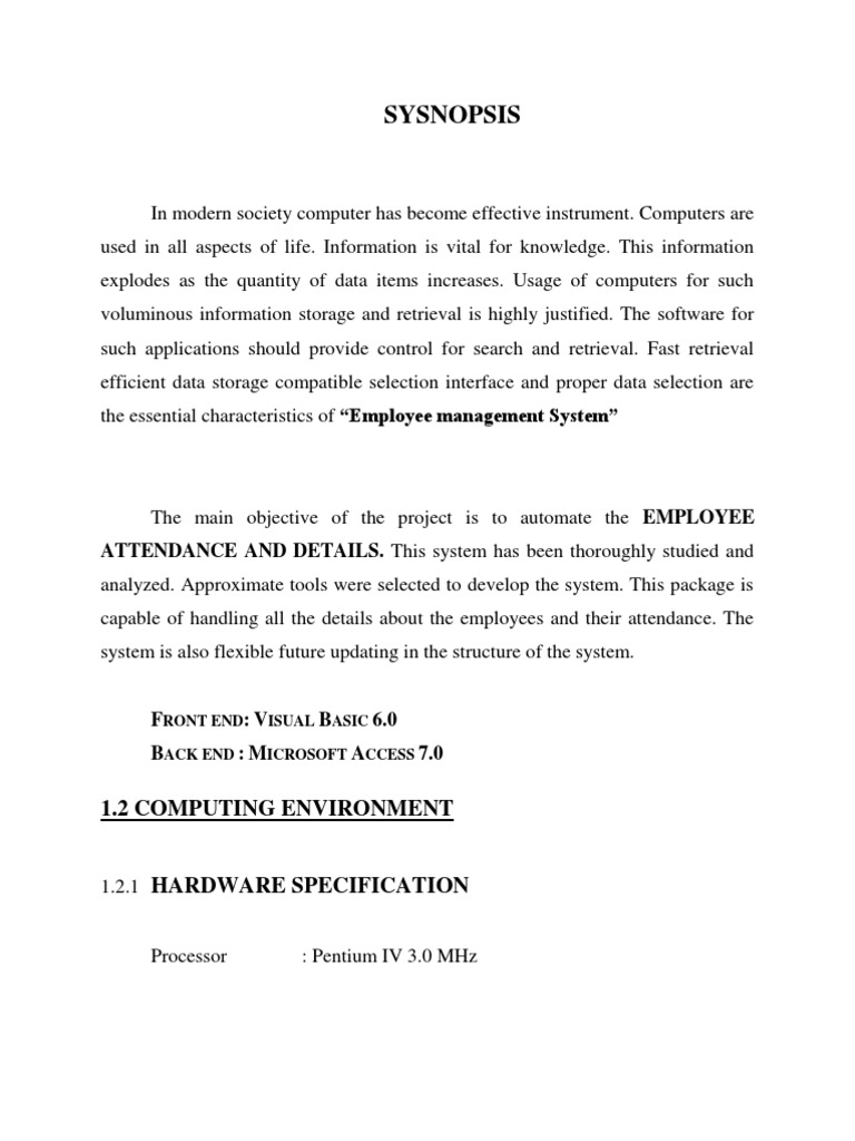 Sysnopsis: ATTENDANCE AND DETAILS. This System Has Been Thoroughly Studied and | Download Free ...