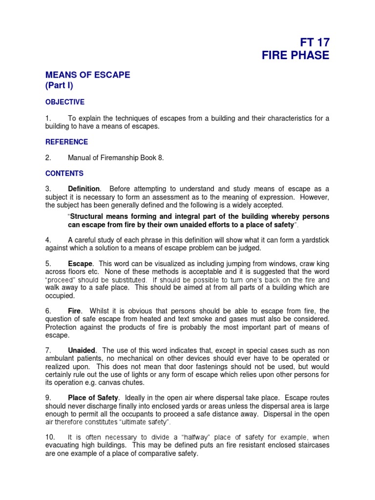 Means of Escape Part 1