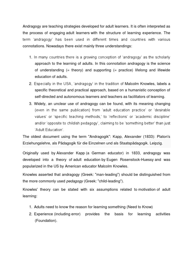 Understanding Andragogy: A Comprehensive Overview of the Theory of ...